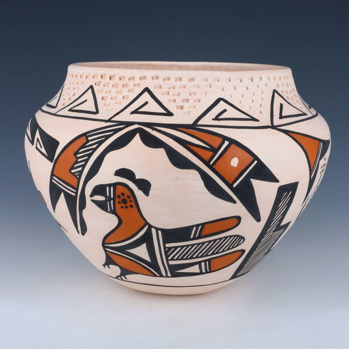 Acoma Pueblo Hand Coiled Painted Parrot Pottery Bowl – PuebloDirect.com