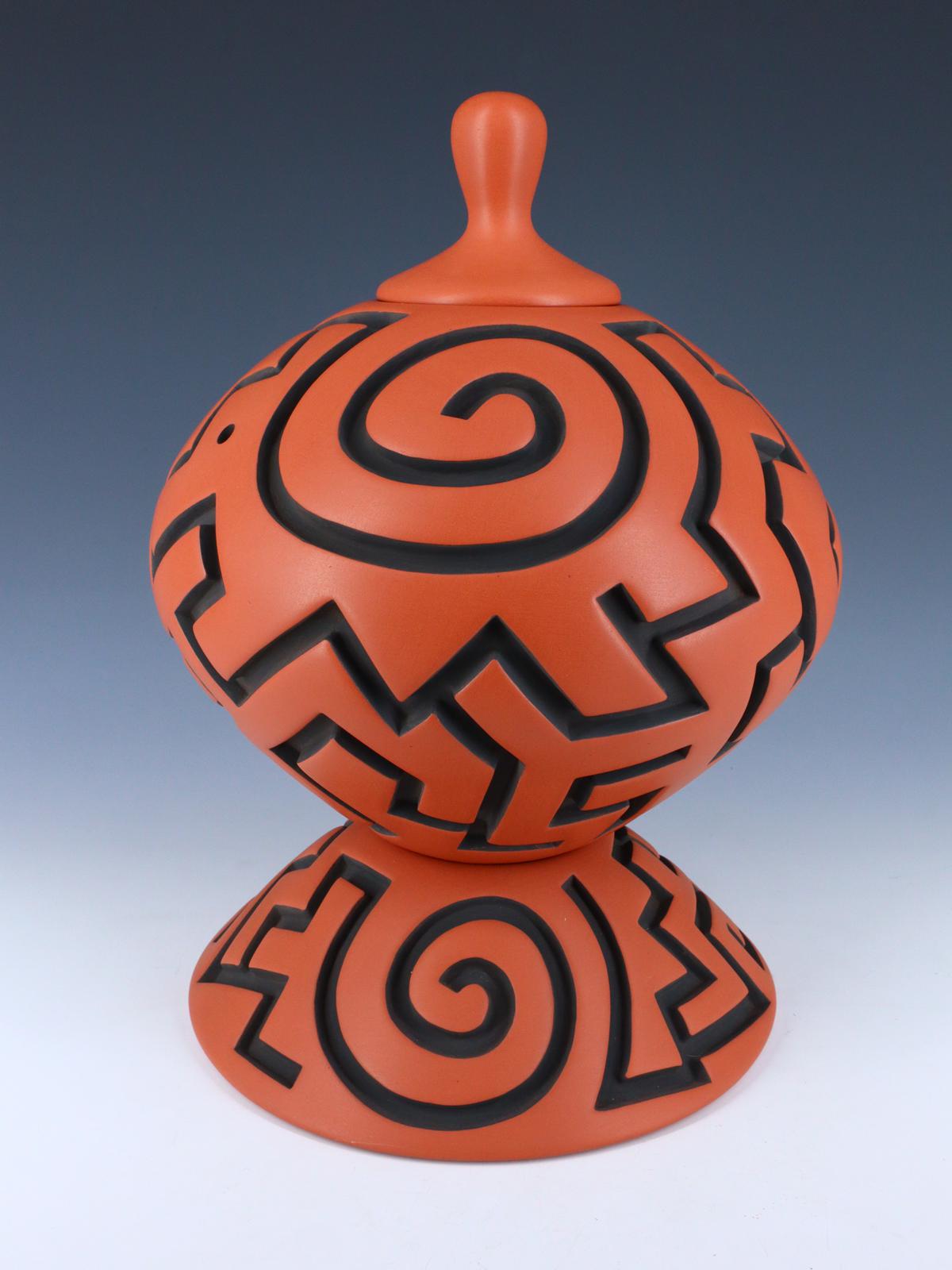 Mata Ortiz Hand Coiled Incised Lidded Pottery – PuebloDirect.com