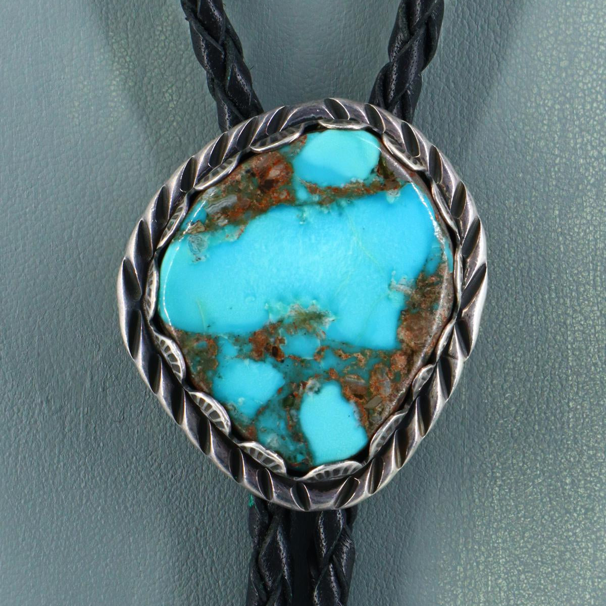 Vintage Estate Jewelry Sterling Silver Bisbee Turquoise Bolo Tie ...