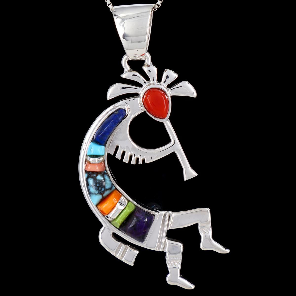 Navajo Cobblestone Inlay Kokopelli Pendant – PuebloDirect.com