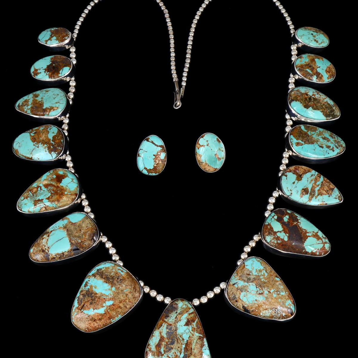 Native American Jewelry Boulder Turquoise Necklace Set – PuebloDirect.com