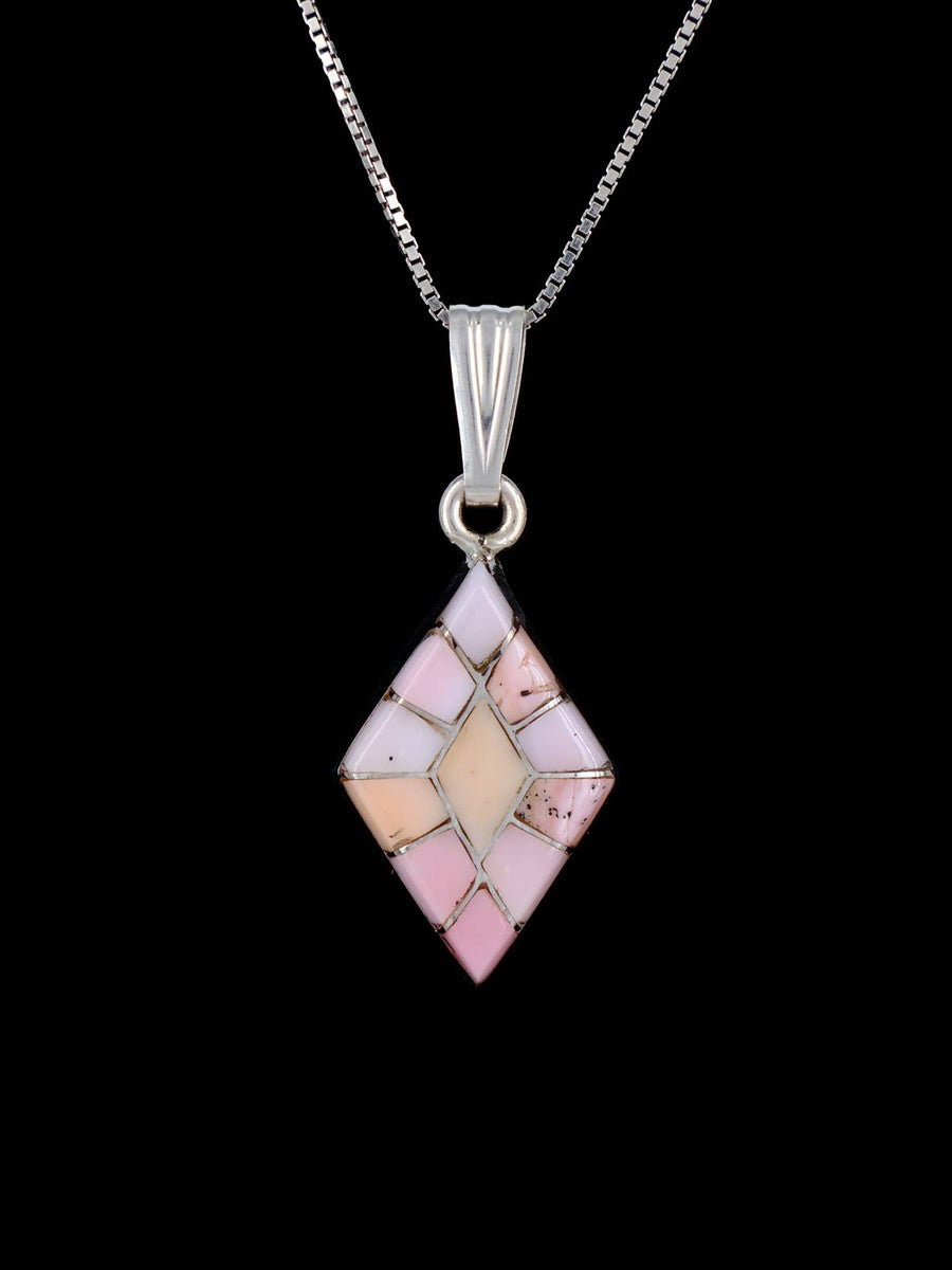 Sterling Silver Native American Zuni Inlay Pink Conch Pendant ...