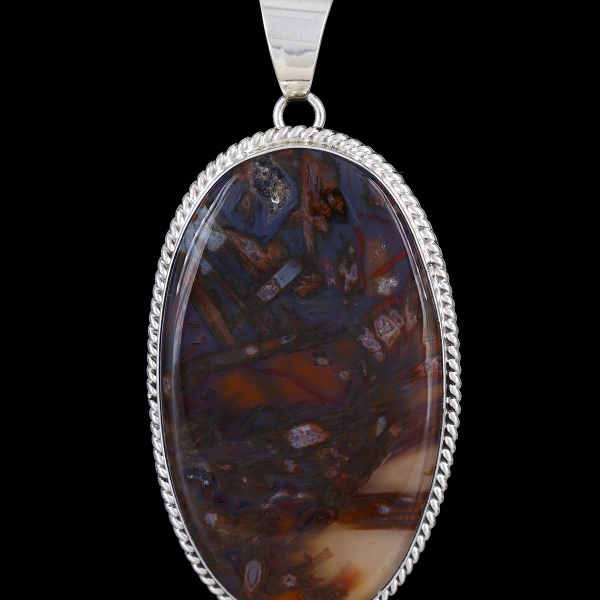 Tube Agate Navajo Sterling Silver Pendant – PuebloDirect.com