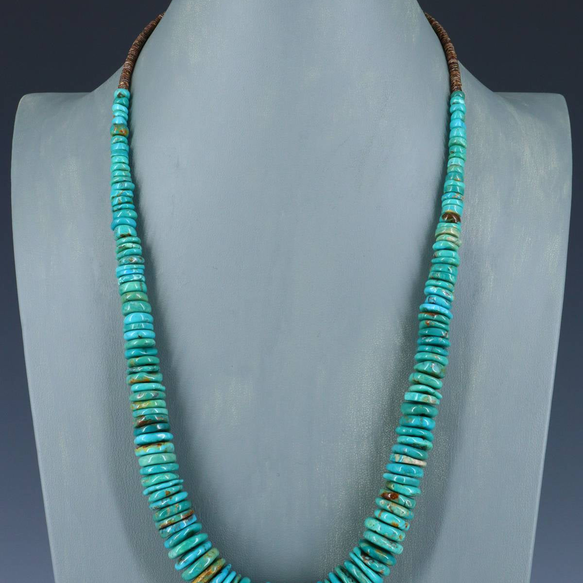 24" Navajo Single Strand Turquoise Disc Necklace – PuebloDirect.com