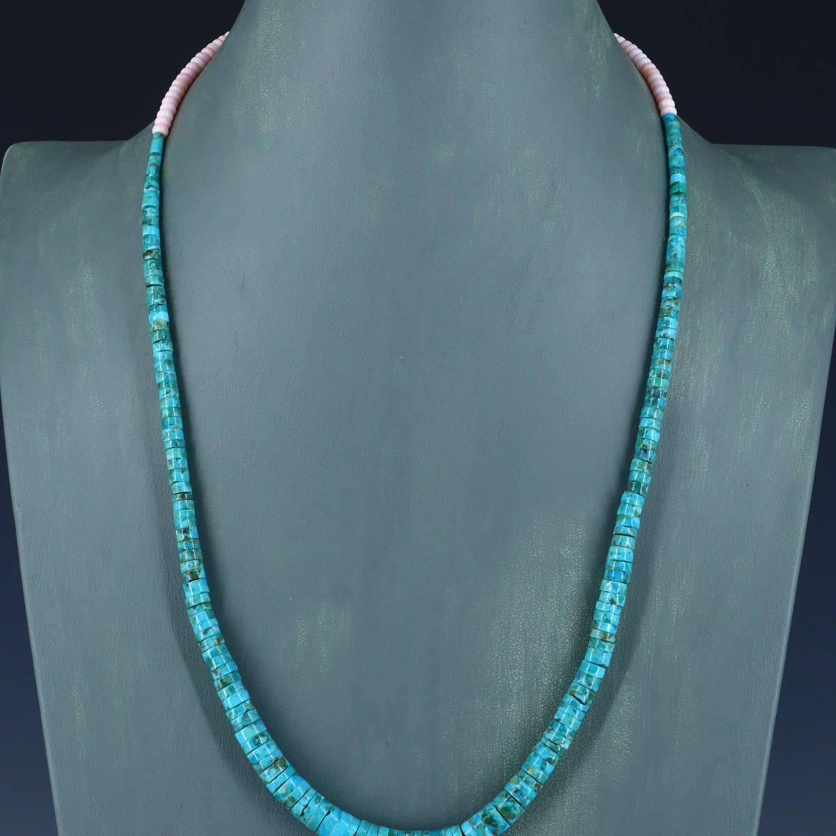 Native American Turquoise and Pink Conch Shell Beaded Necklace ...