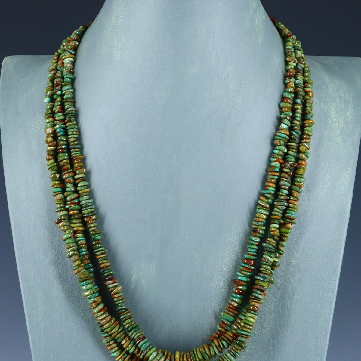 Native American Jewelry Three Strand Turquoise Necklace – PuebloDirect.com