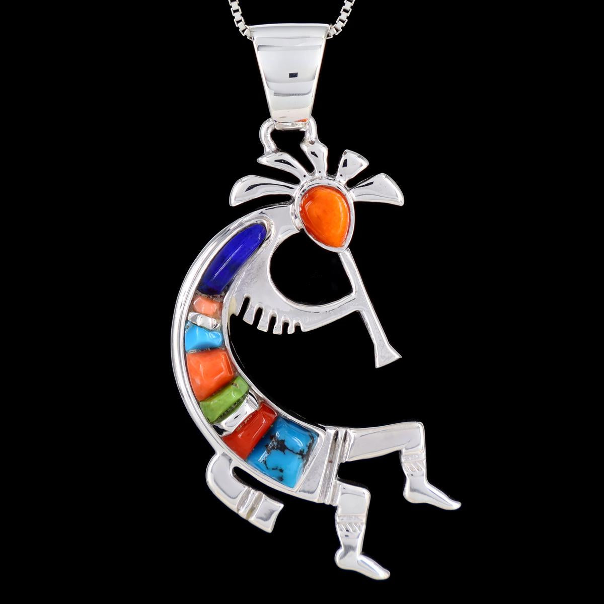 Navajo Cobblestone Inlay Kokopelli Pendant – PuebloDirect.com