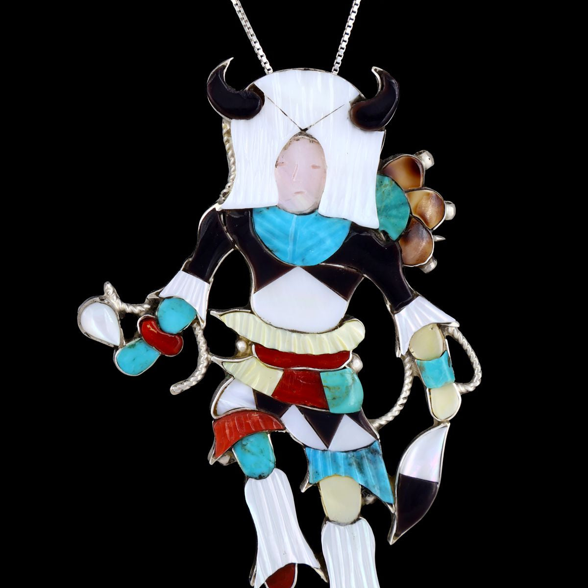 Zuni Inlay Buffalo Dancer Pin/Pendant – PuebloDirect.com