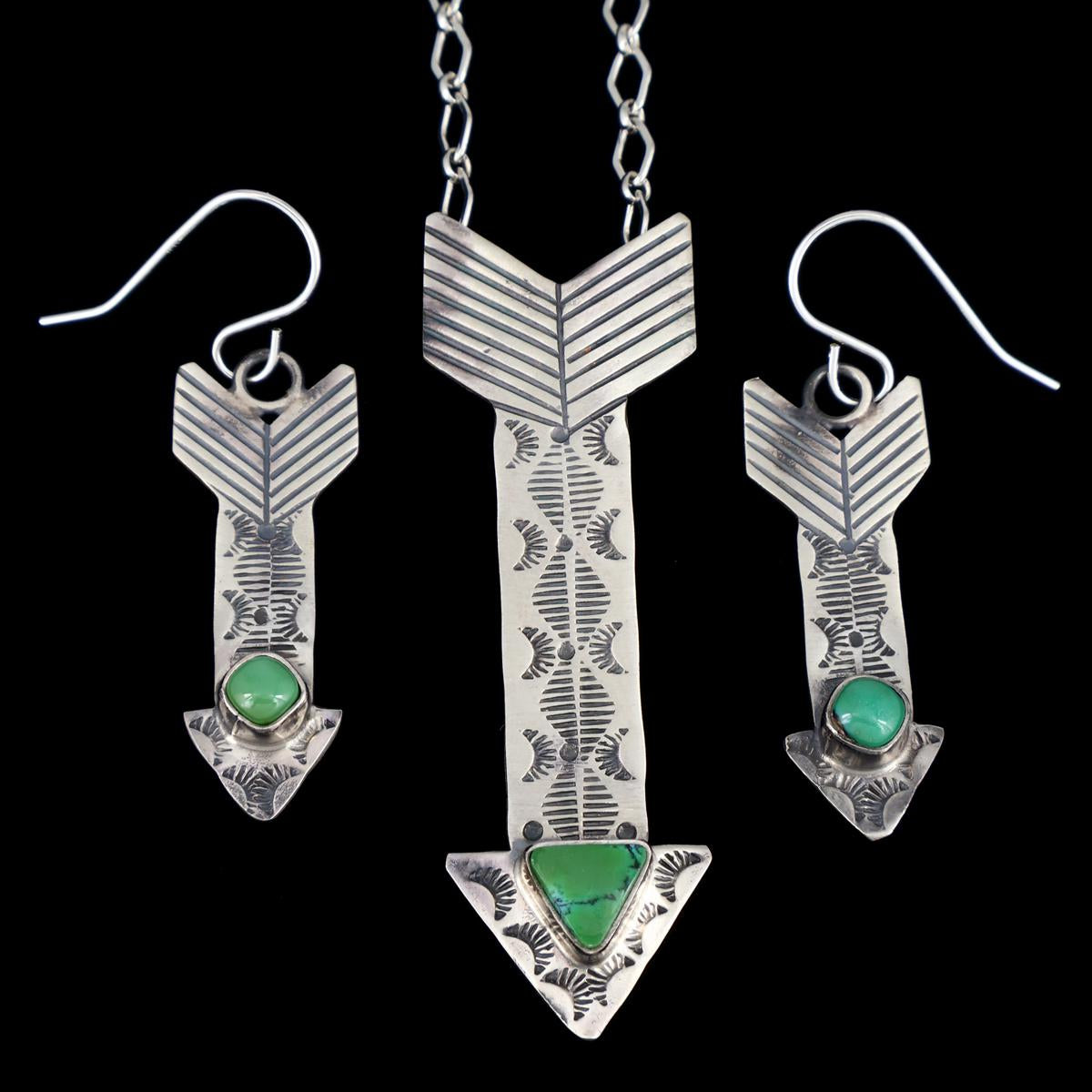 Navajo Sonoran Gold Turquoise Arrow Link Chain Necklace Set ...