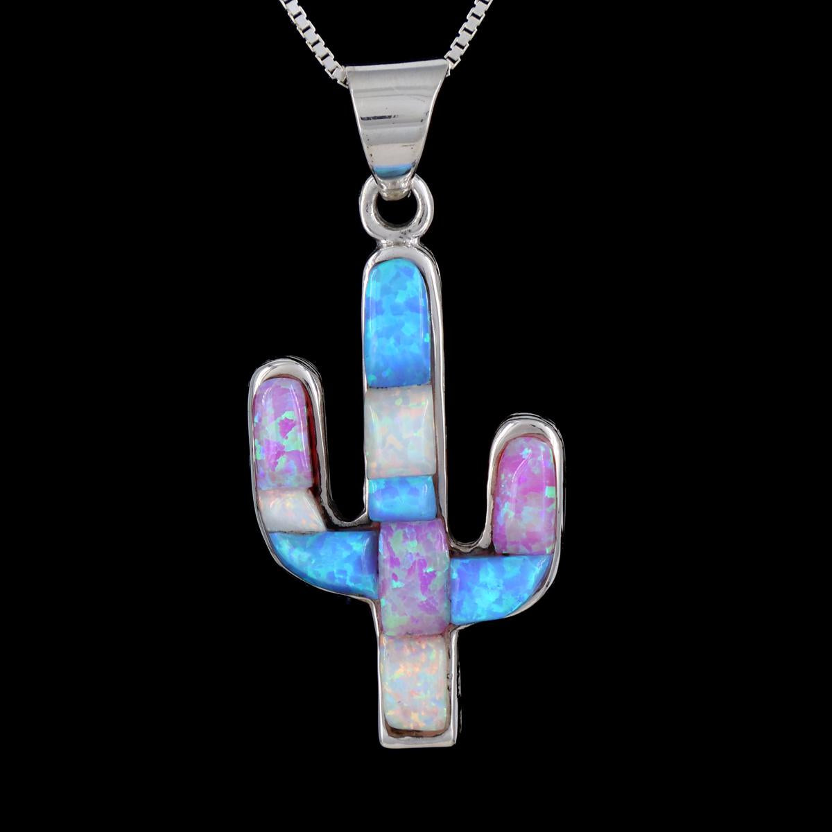 Native American Spiderweb Opal Inlay Cactus Pendant – PuebloDirect.com