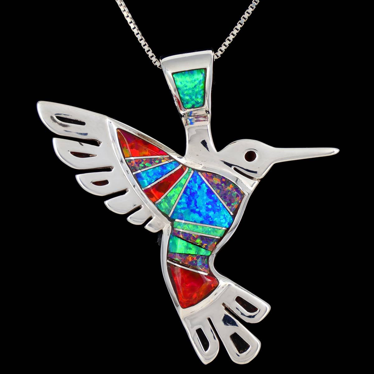 Native American Opalite Inlay Hummingbird Pendant – PuebloDirect.com