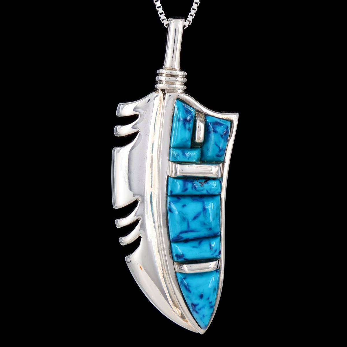 Native American Sterling Silver Shattuckite Cobblestone Inlay Feather ...