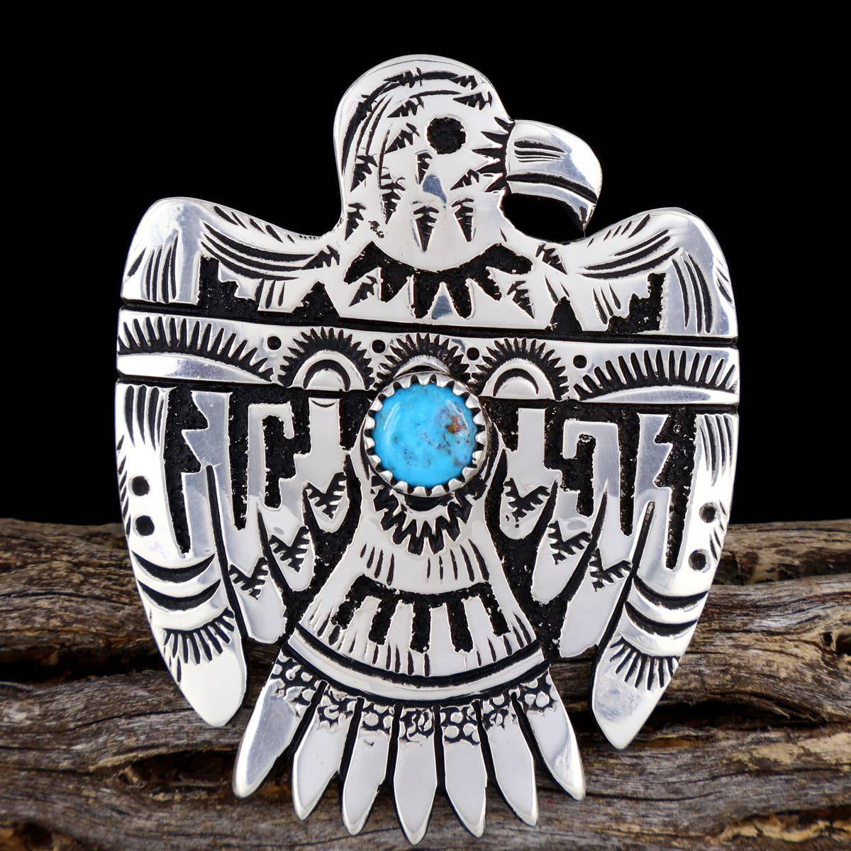 Adjustable Sterling Silver Overlay Turquoise Eagle Ring – PuebloDirect.com