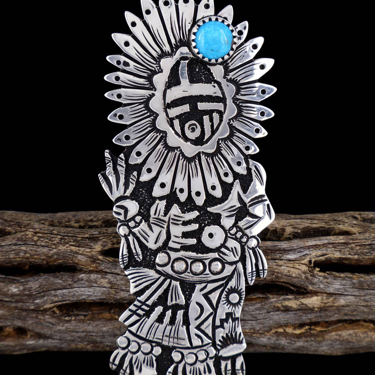 Adjustable Sterling Silver Overlay Turquoise Kachina Ring ...