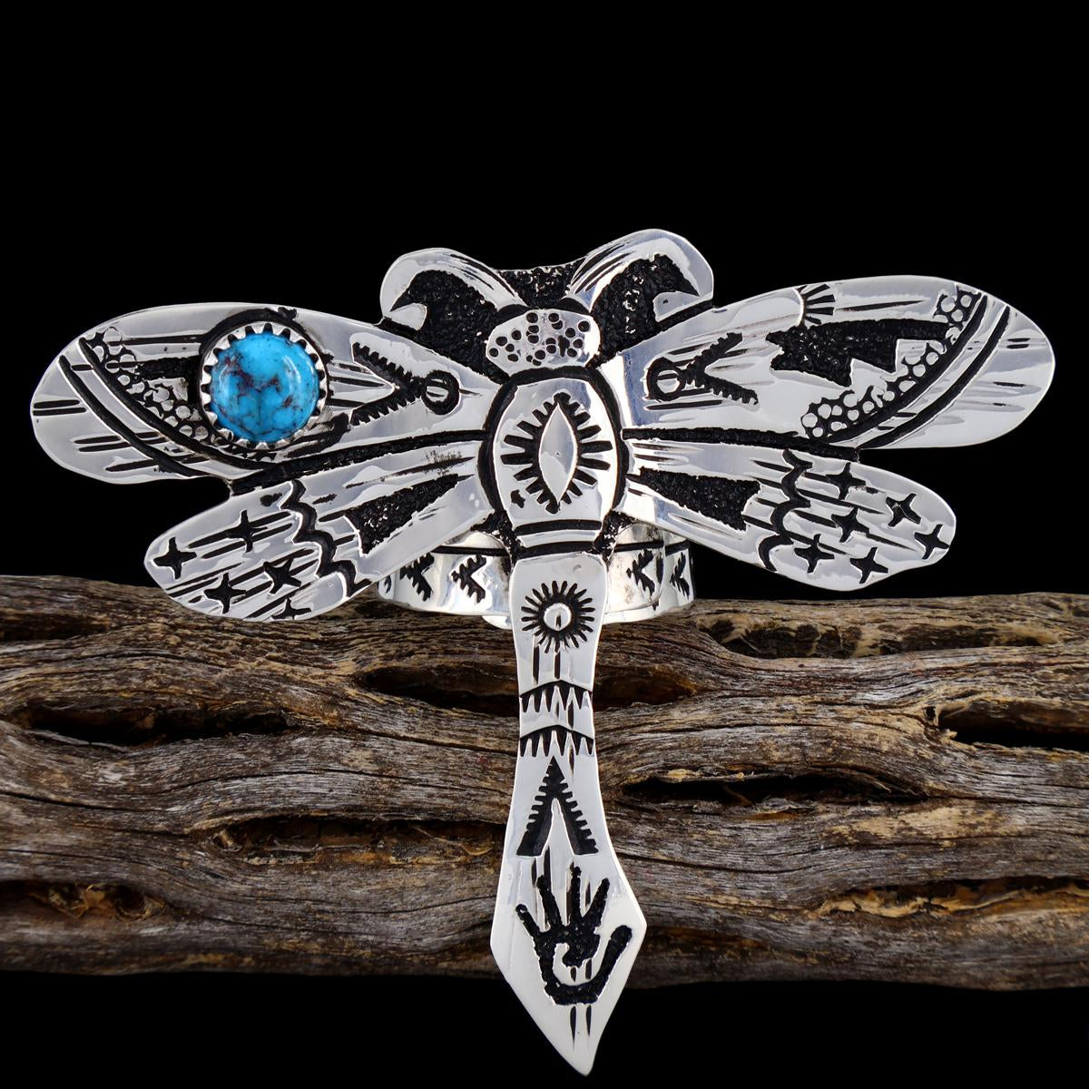 Adjustable Sterling Silver Overlay Turquoise Dragonfly Ring ...
