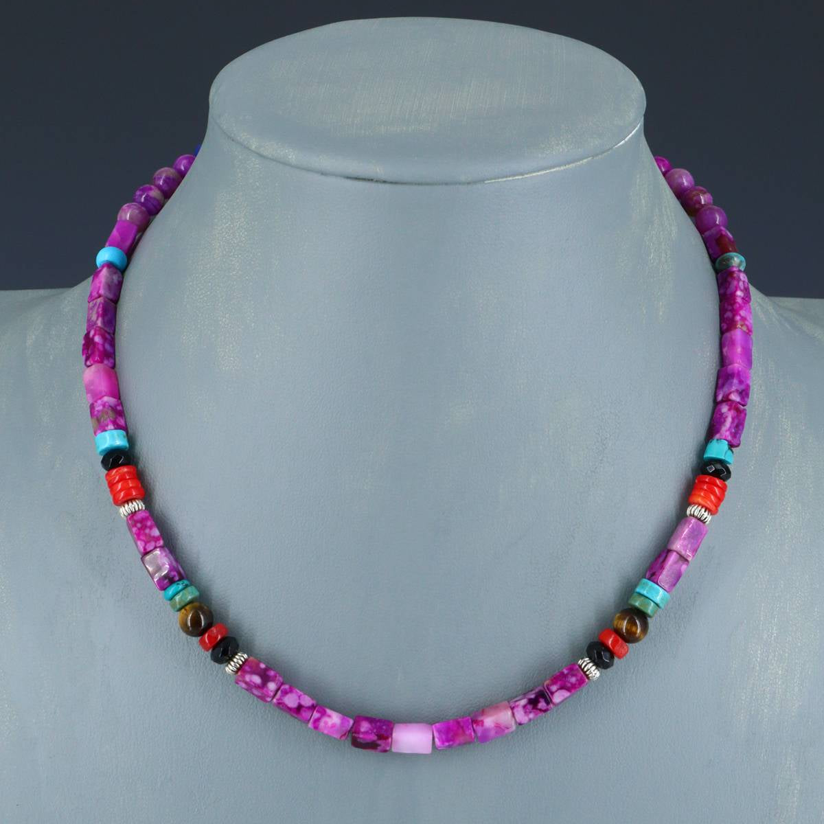 16" Purple Dyed Jasper Single Strand Beaded Necklace – PuebloDirect.com