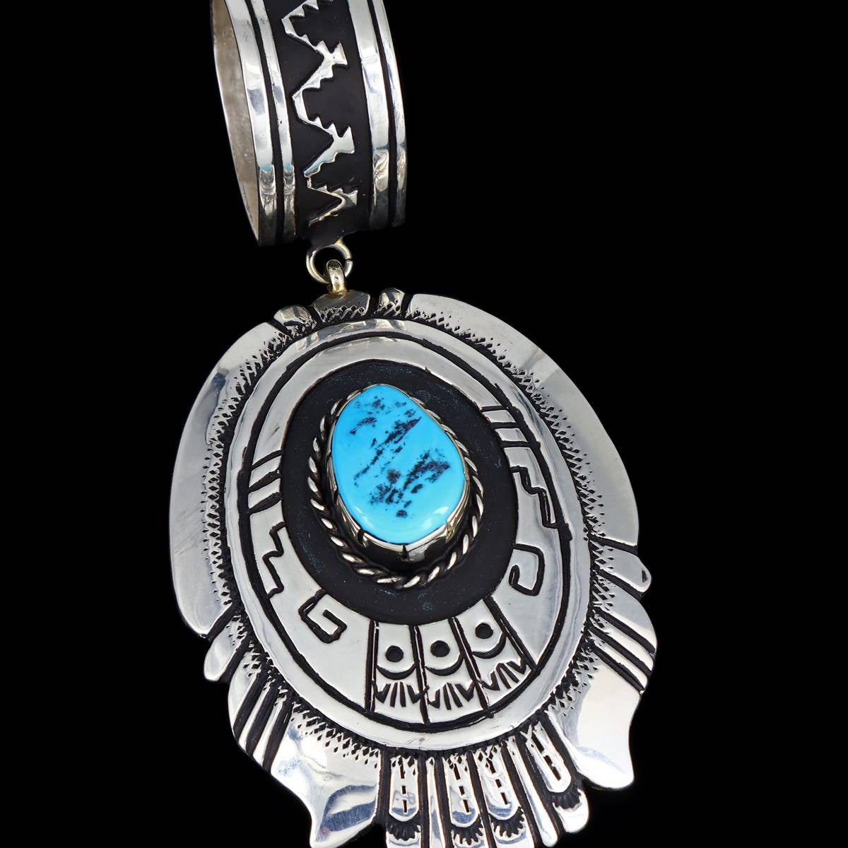 Native American Sterling Silver Overlay Turquoise Pendant ...