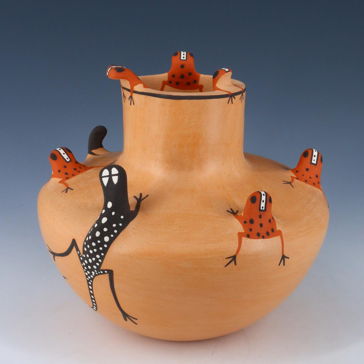 Hand Coiled Zuni Pueblo Lizard and Frog Pottery Bowl – PuebloDirect.com