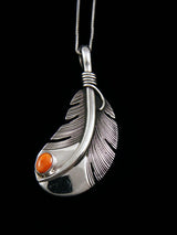 Native American Sterling Silver Spiny Oyster Feather Pendant ...